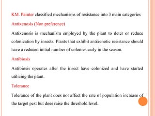 mechanism of resistance in plant against insects | PPTX