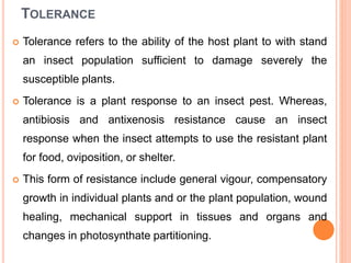 mechanism of resistance in plant against insects | PPTX
