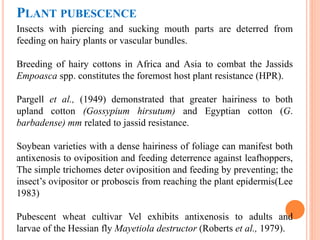 mechanism of resistance in plant against insects | PPTX