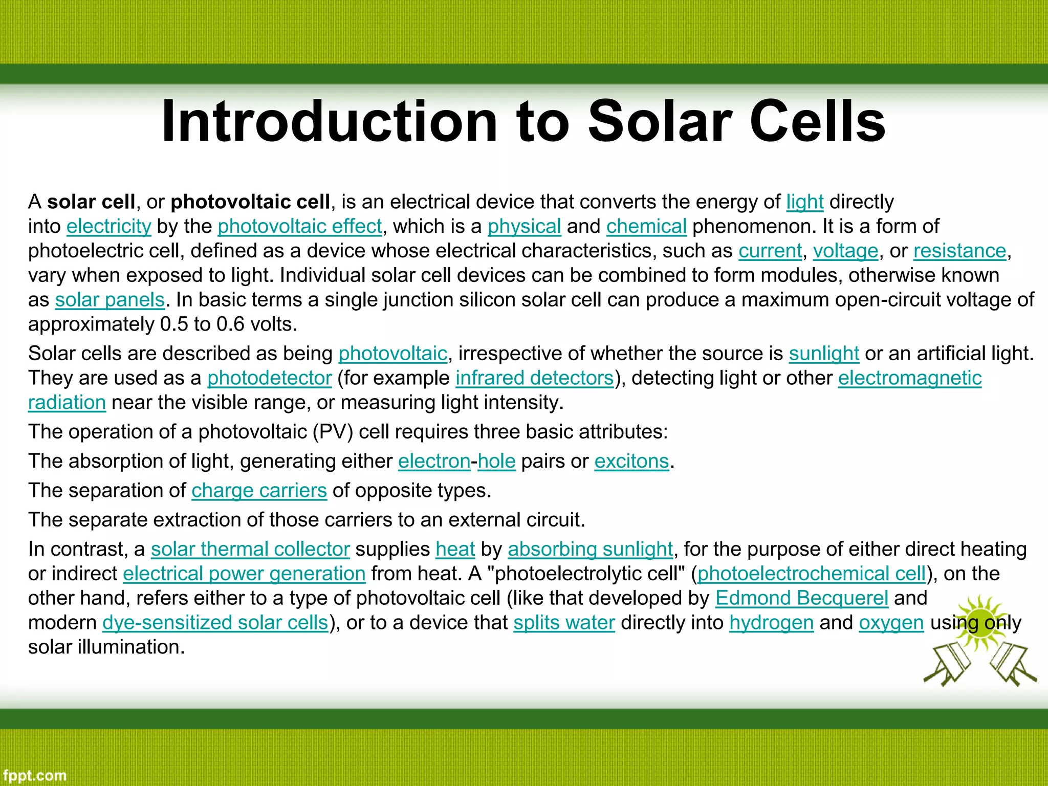 Presentation on solar cell | PPTX