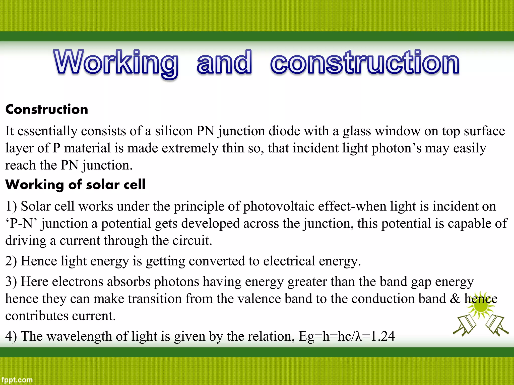 Presentation on solar cell | PPTX