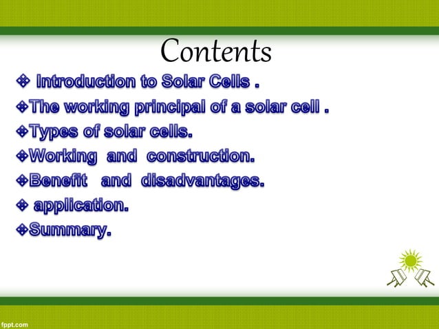 Presentation on solar cell | PPT