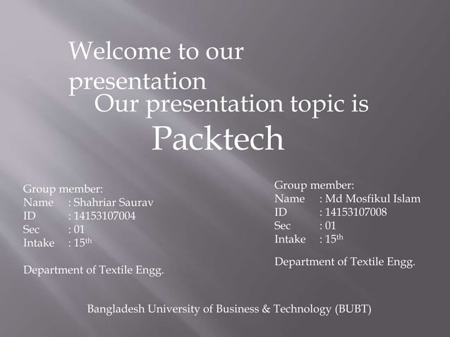 Packtech in Textile | PPTX