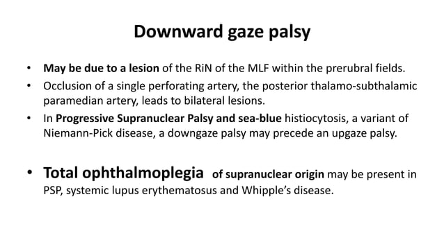Supranuclear disorders of ocular motility | PPT