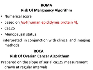 Aproach to ovarian masses and managemnt of benign ovarian masses | PPT