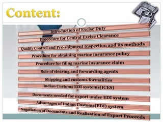 export import procedure and documentation | PPTX