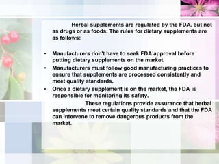 Herbal Medicines and Herbal Supplements | PPTX