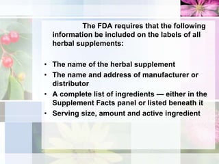 Herbal Medicines and Herbal Supplements | PPTX