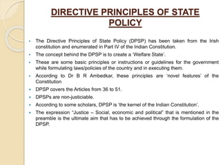 DIRECTIVE PRINCIPLES OF STATE POLICY | PPTX