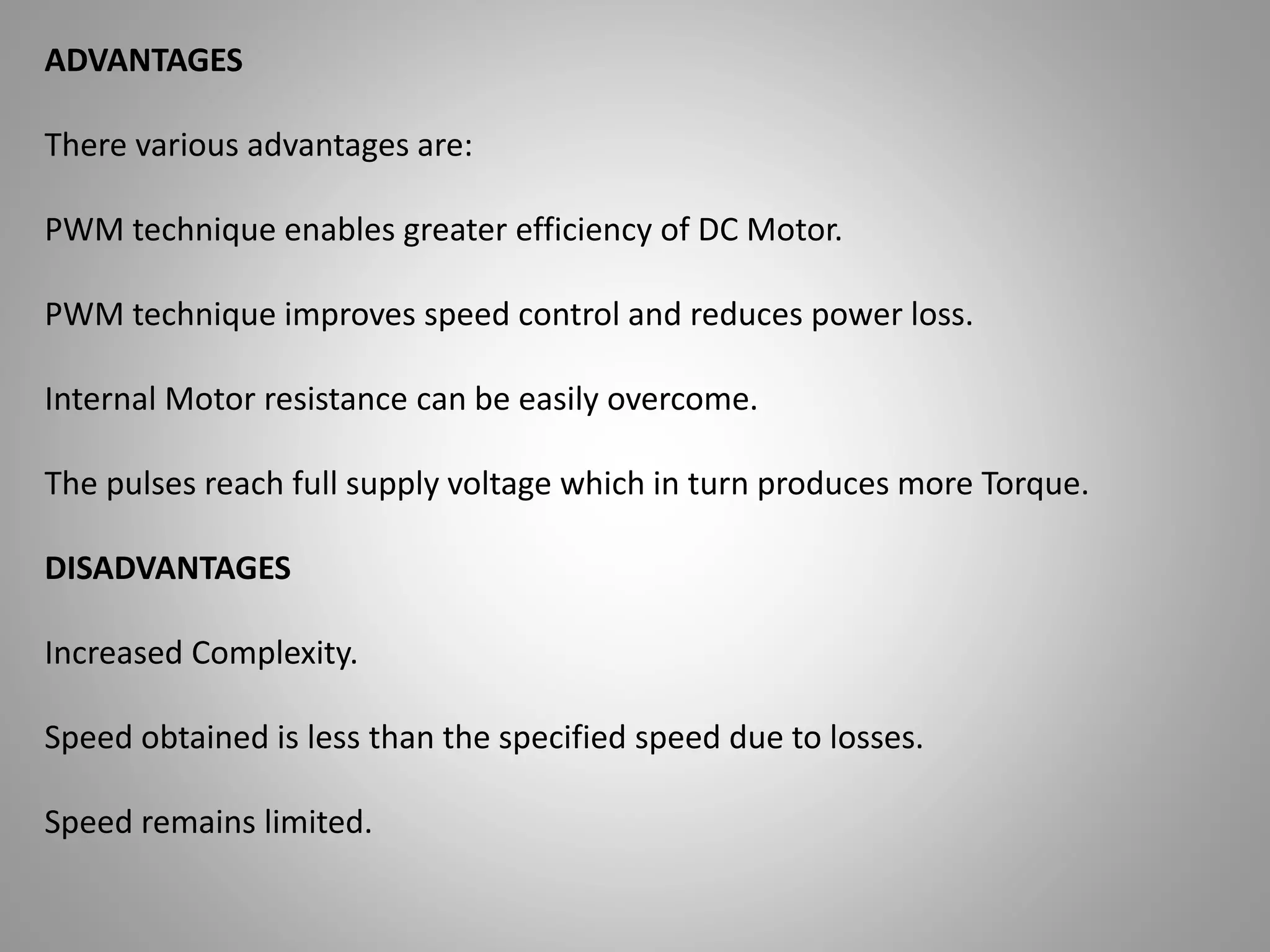 Speed Control Of Dc Motor Using Pulse Width Modulation Technique Pptx