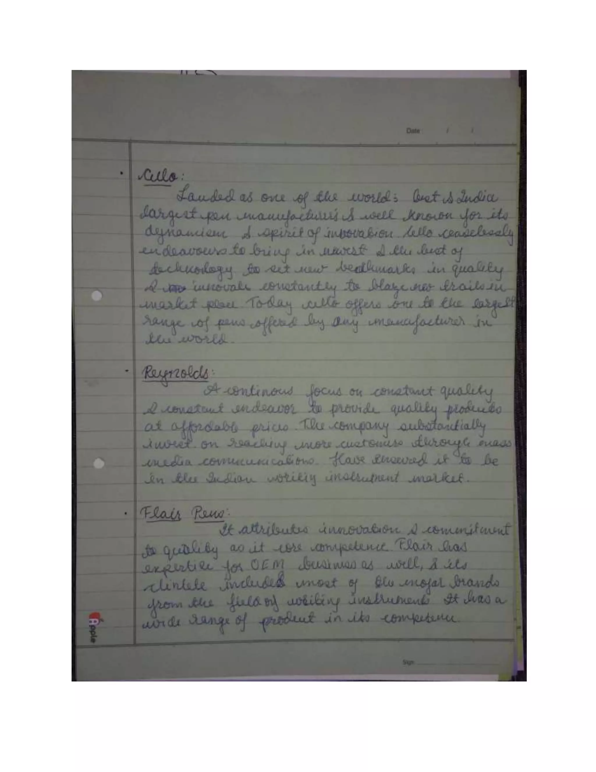 Marketing Project on Pen | DOCX