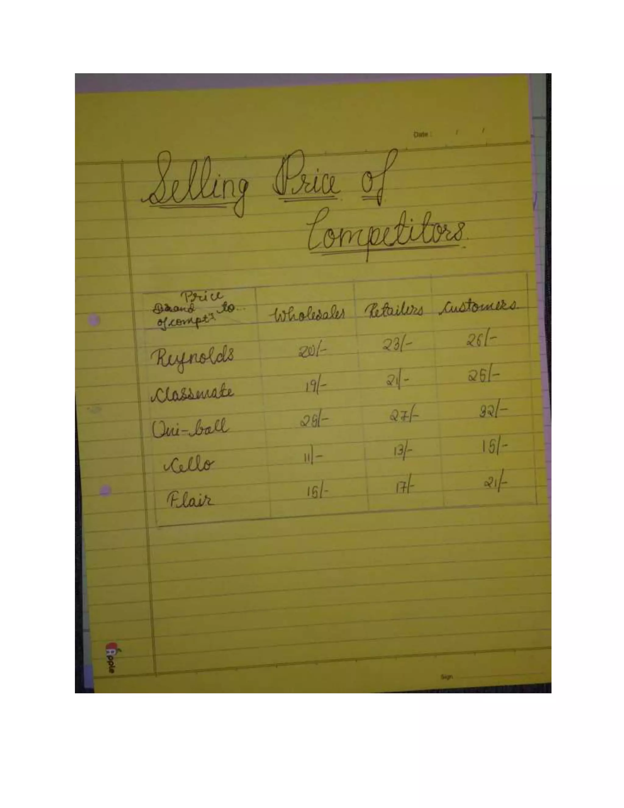 Marketing Project on Pen | DOCX