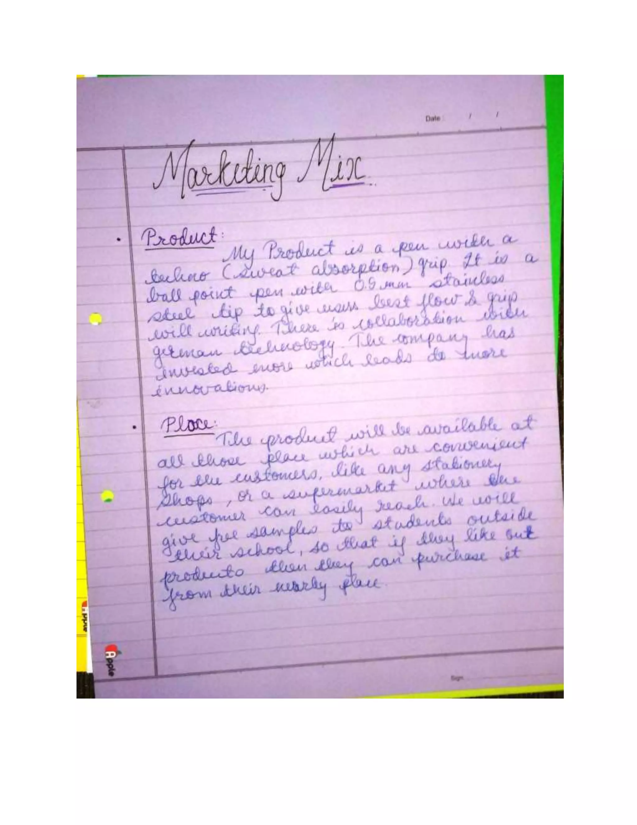 Marketing Project on Pen | DOCX