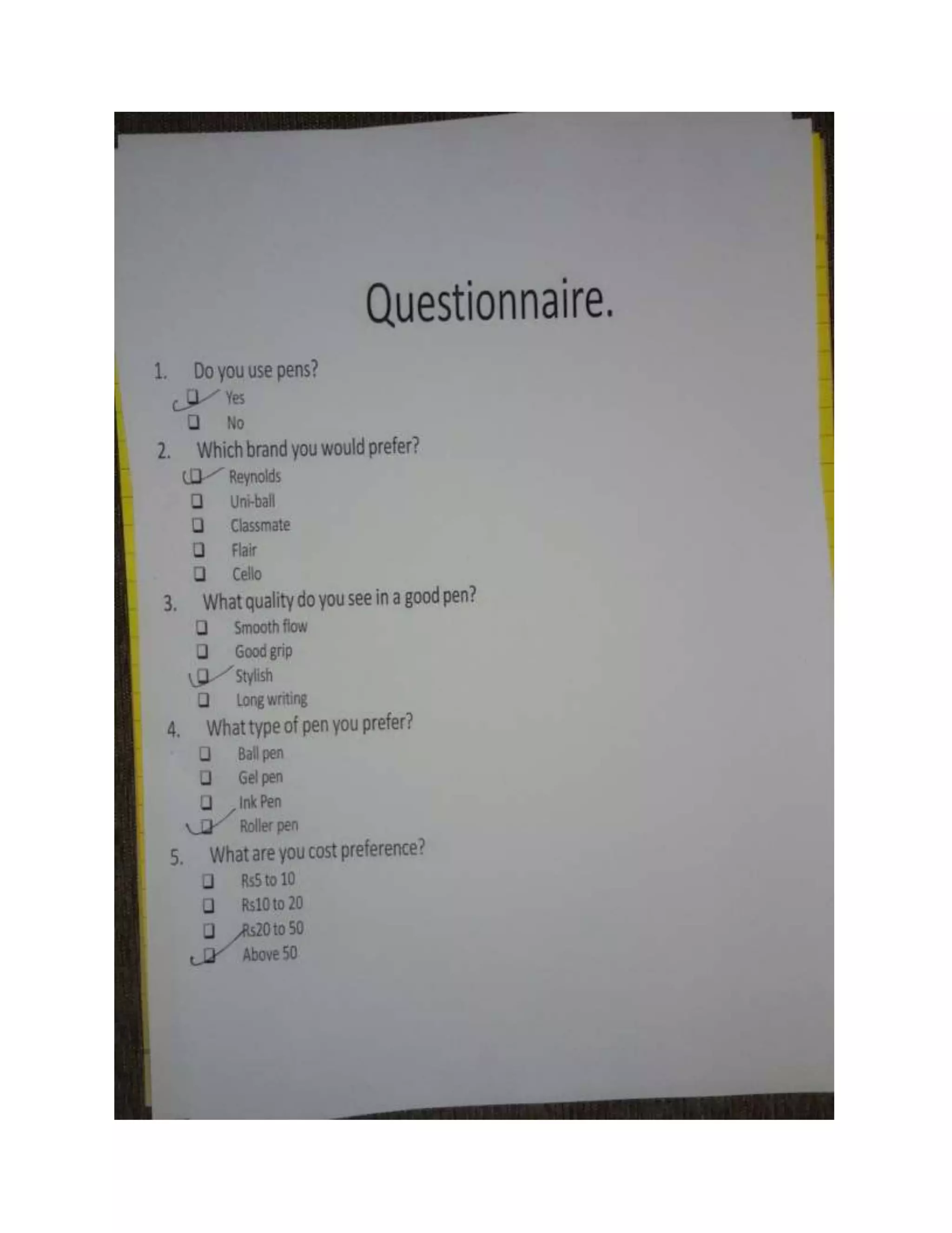 Marketing Project on Pen | DOCX