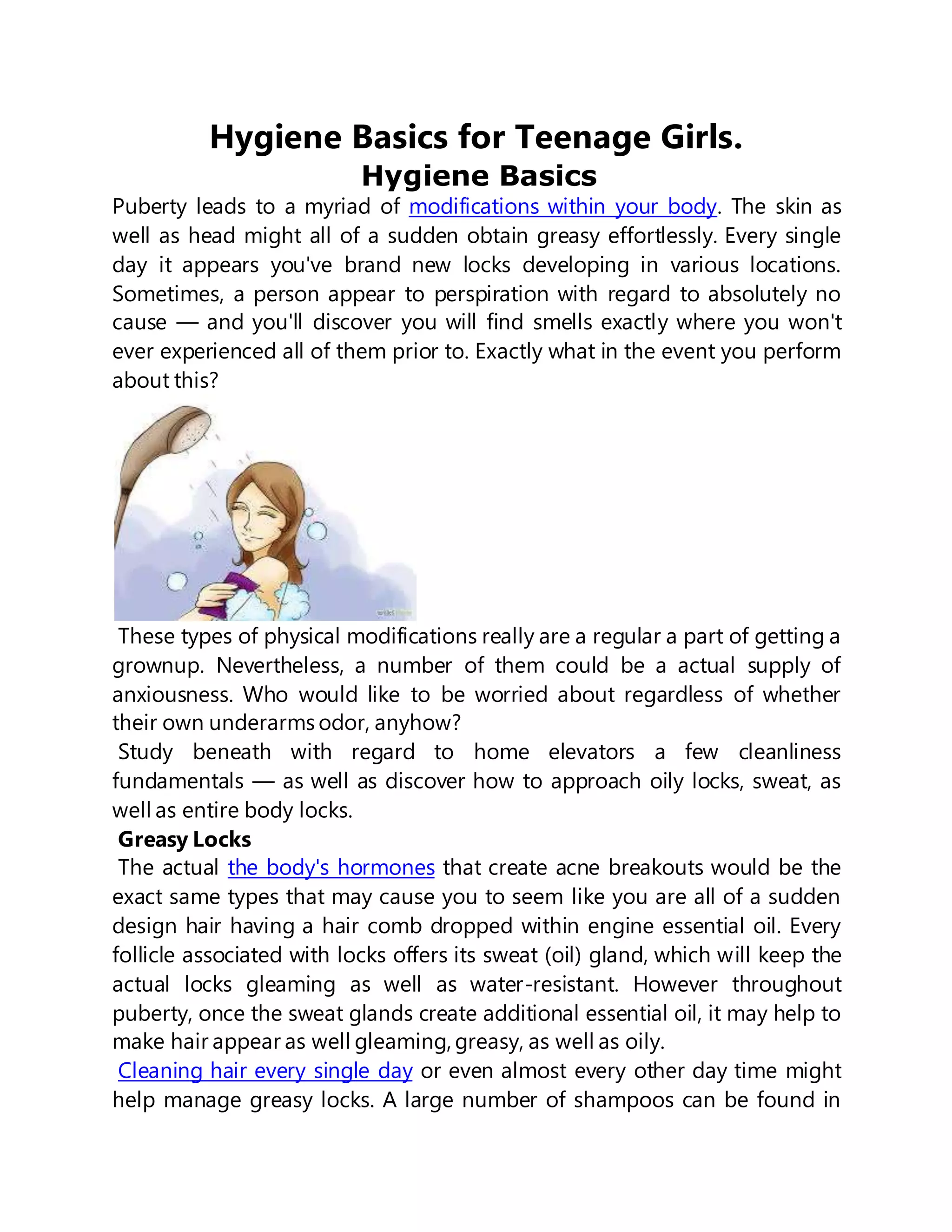 Teenage Girls- Hygiene basics. | DOCX
