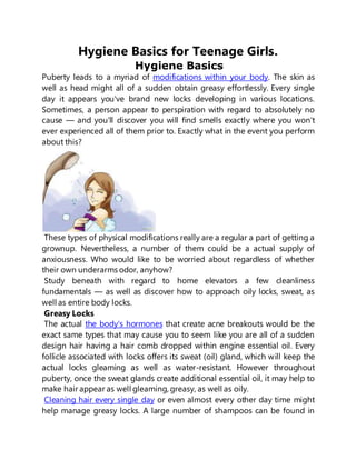 Teenage Girls- Hygiene basics. | DOCX