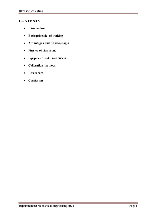 ULTRASONIC TESTING REPORT | DOCX | Physics | Science