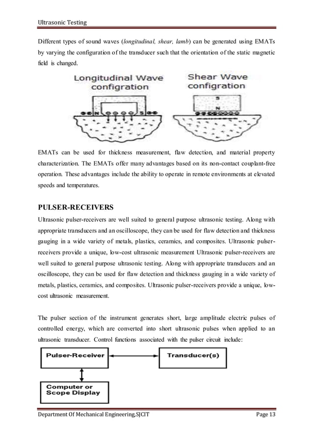 ULTRASONIC TESTING REPORT | DOCX | Physics | Science