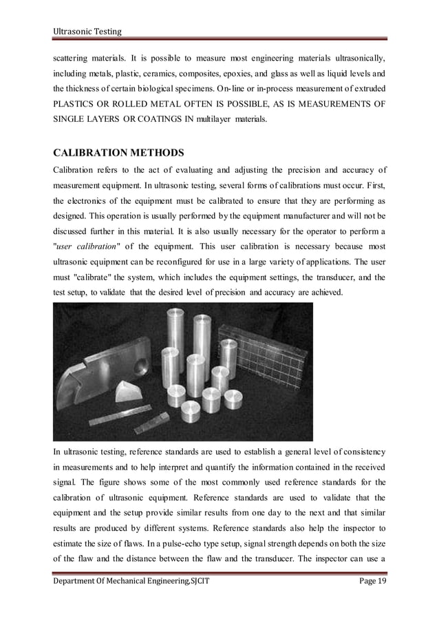 ULTRASONIC TESTING REPORT | DOCX | Physics | Science