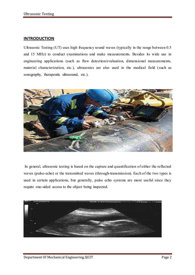 ULTRASONIC TESTING REPORT | DOCX | Physics | Science