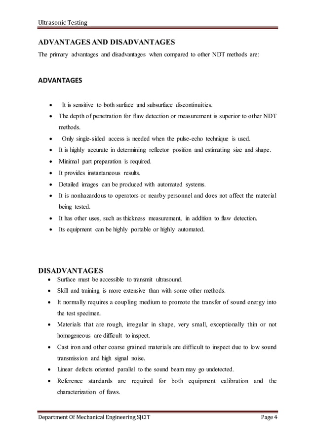 ULTRASONIC TESTING REPORT | DOCX | Physics | Science