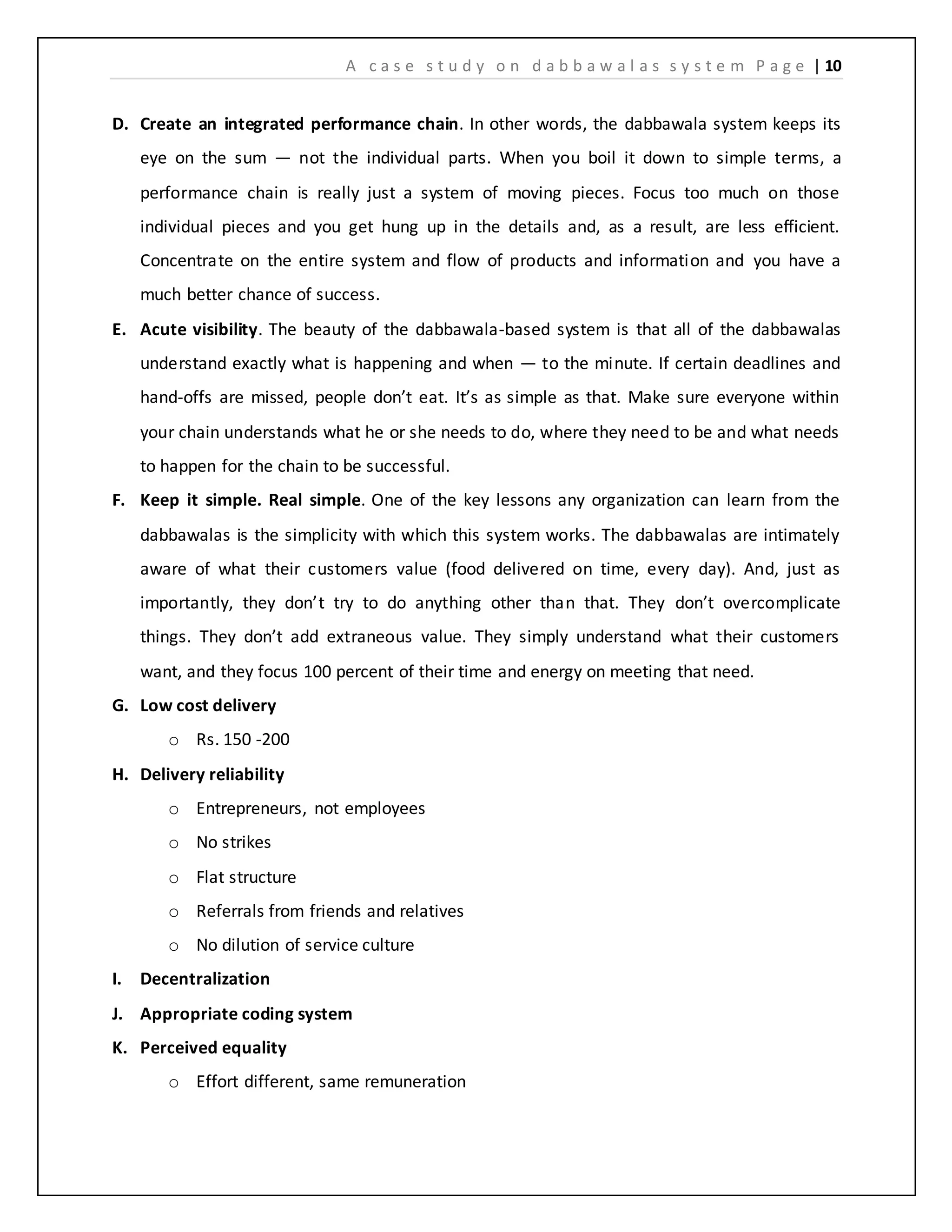CASE STUDY ON DABBAWALA SYSTEM OF MUMBAI | DOCX