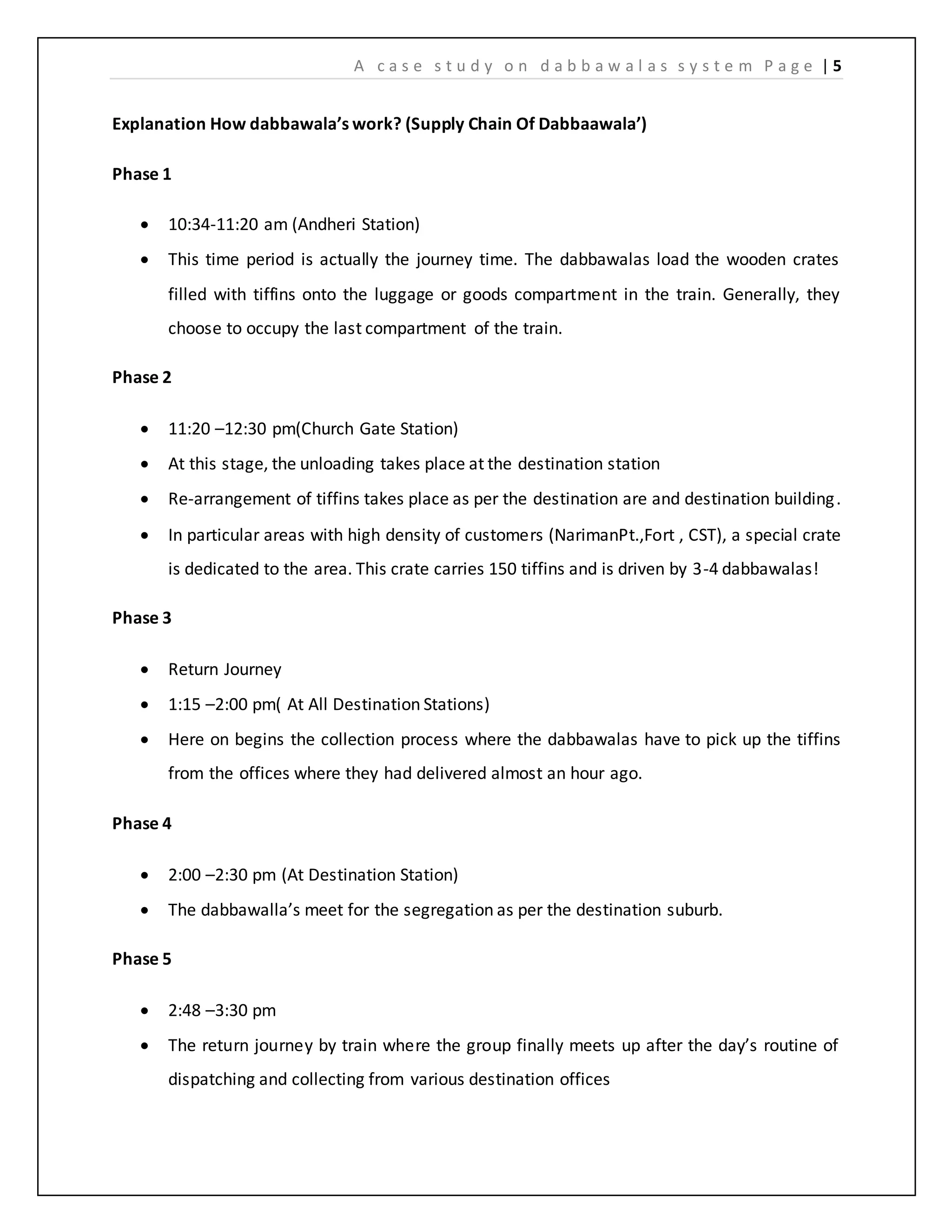 CASE STUDY ON DABBAWALA SYSTEM OF MUMBAI | DOCX