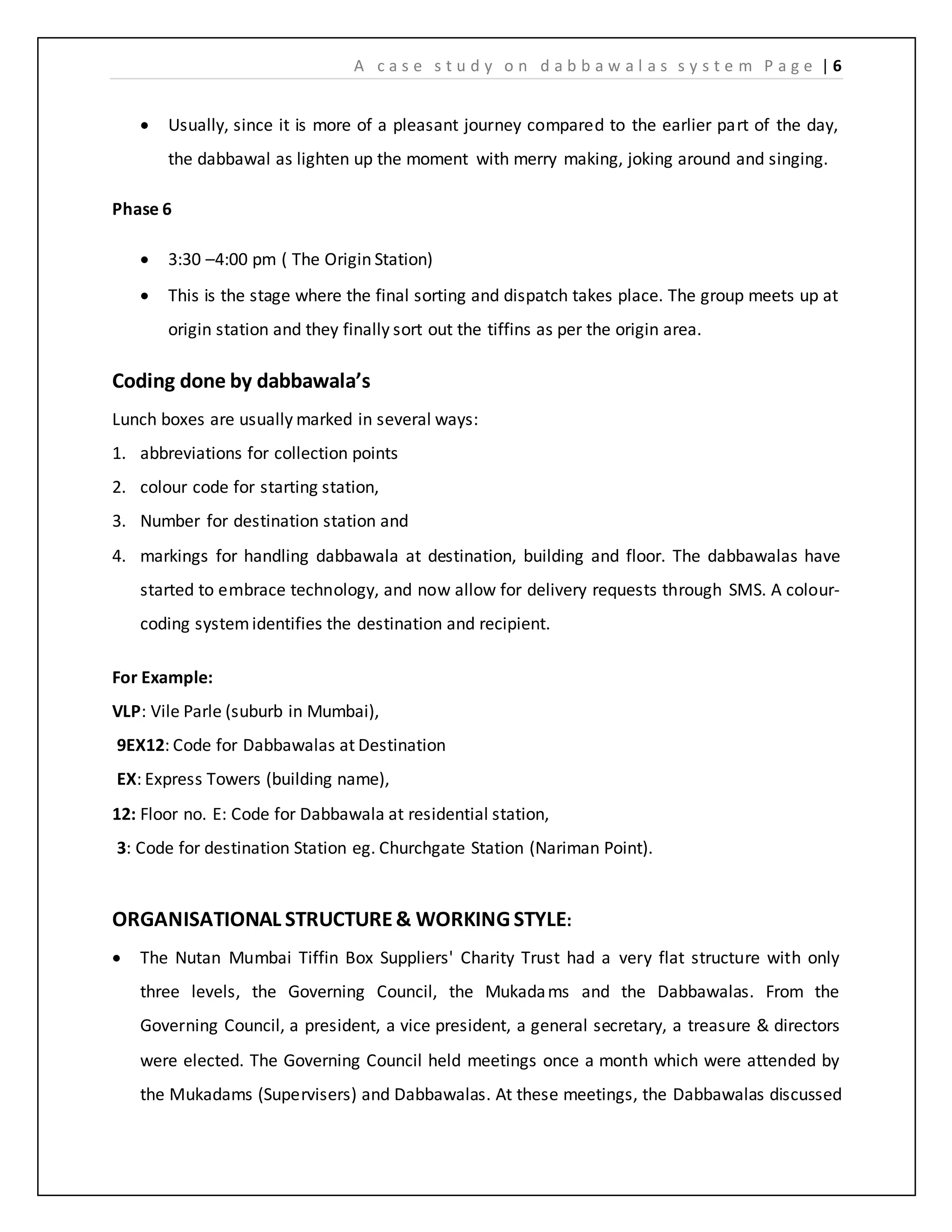 CASE STUDY ON DABBAWALA SYSTEM OF MUMBAI | DOCX