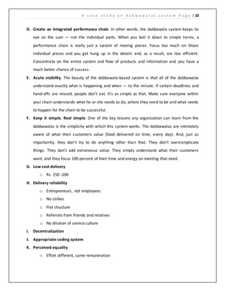 CASE STUDY ON DABBAWALA SYSTEM OF MUMBAI | DOCX