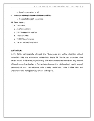 CASE STUDY ON DABBAWALA SYSTEM OF MUMBAI | DOCX