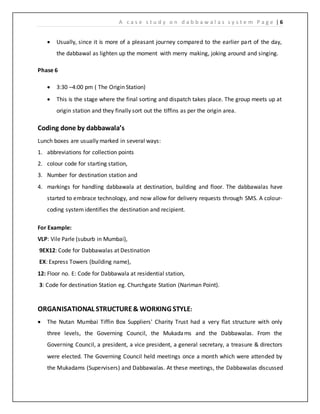 CASE STUDY ON DABBAWALA SYSTEM OF MUMBAI | DOCX