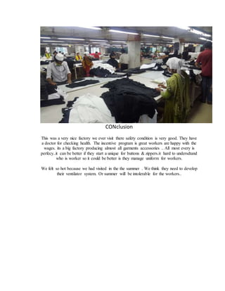 Factory visit repot | DOCX | Needlework | Arts and Crafts