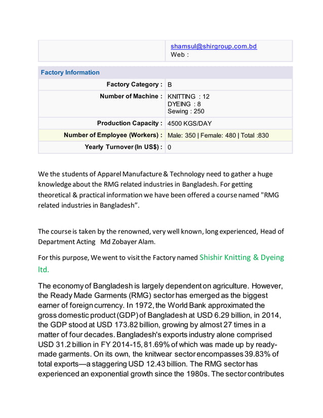 Factory visit repot | DOCX | Needlework | Arts and Crafts