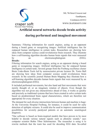 Artificial neural networks decode brain activity | PDF