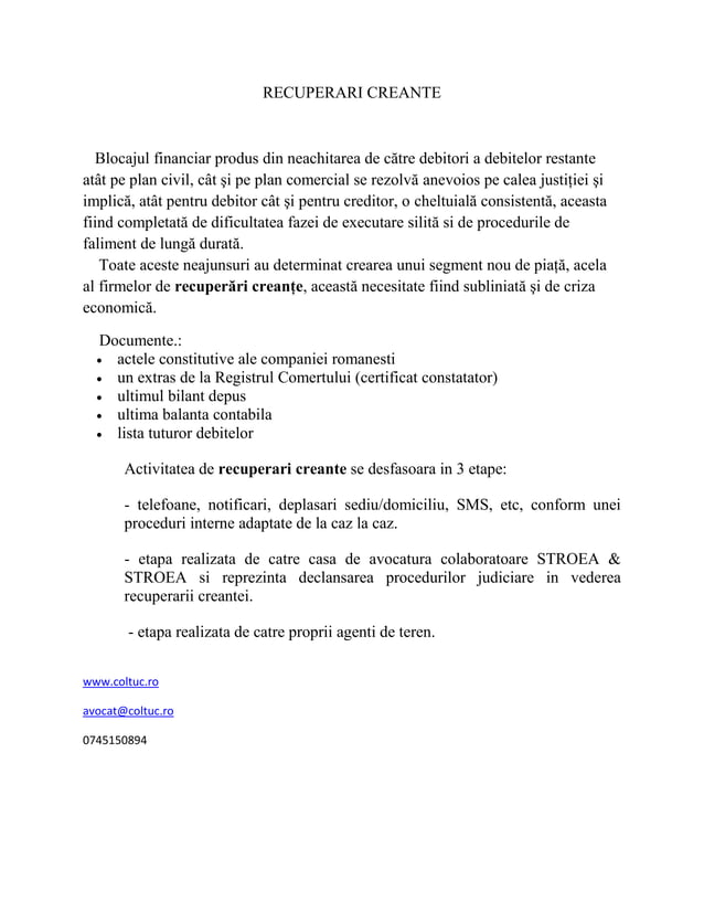 RECUPERARI CREANTE | PDF