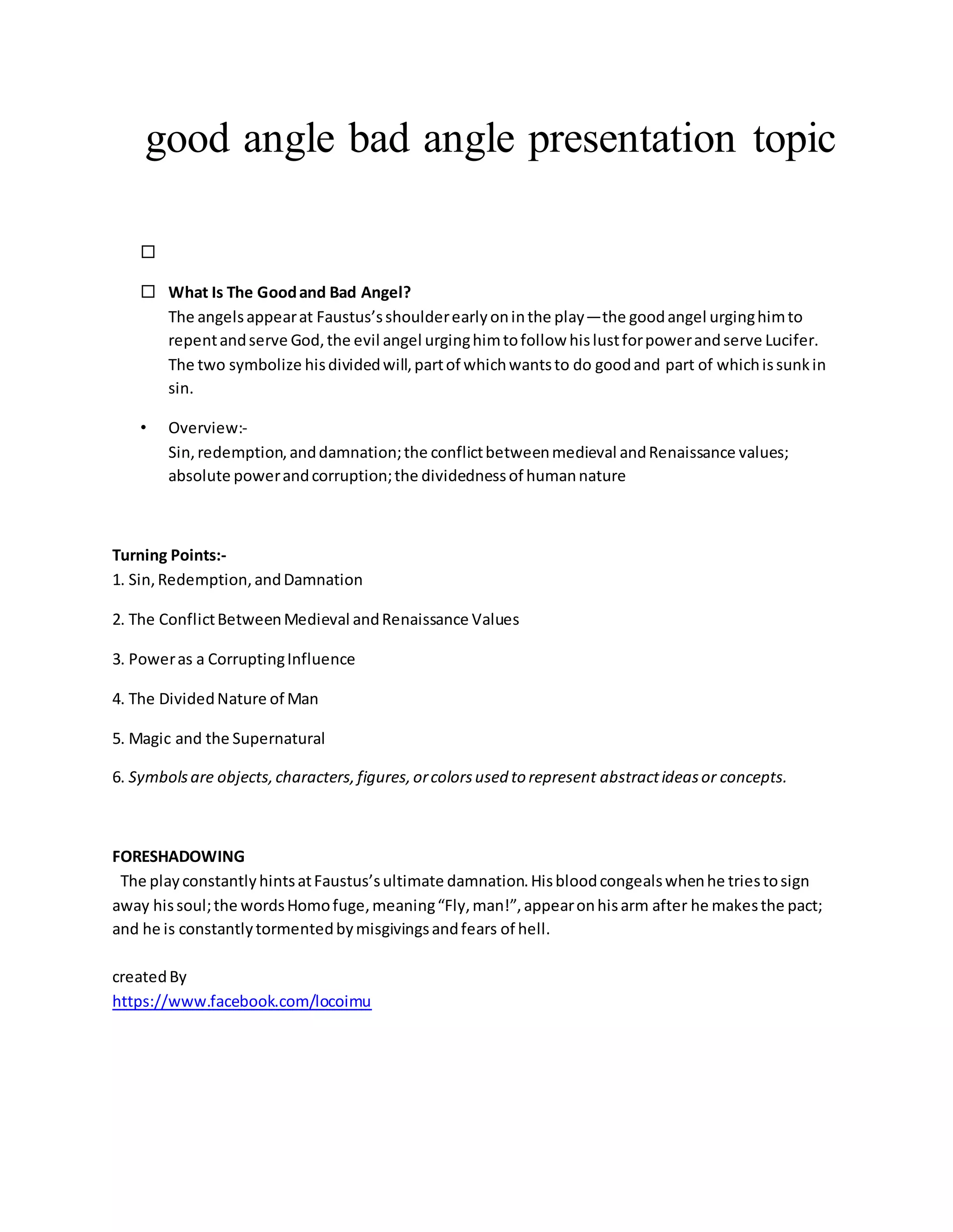 Good angle and Bad angle discuss topic | DOCX
