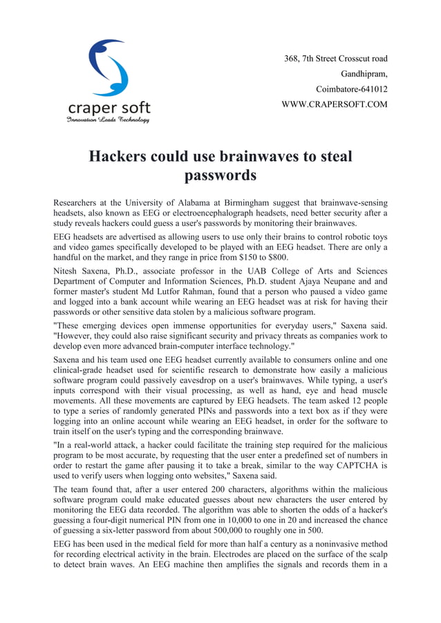 Hackers Could Use Brainwaves To Steal Passwords Pdf