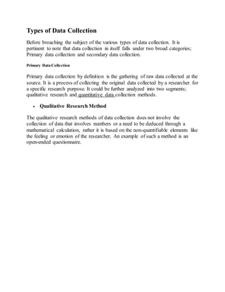 TYPES OF DATA COLLECTION | PDF