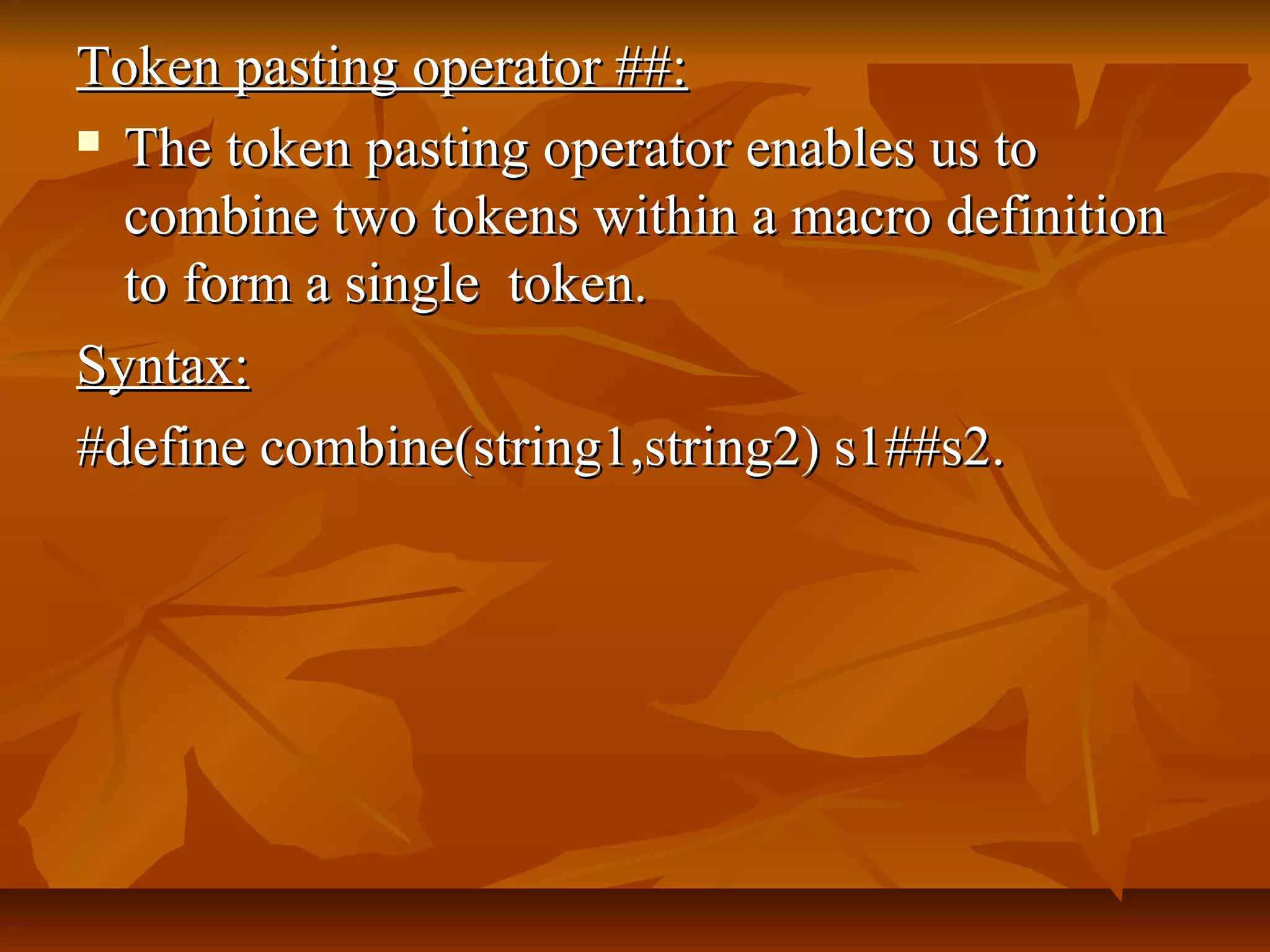 pre processor directives in C | PPT | Programming Languages | Computing