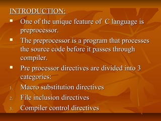 pre processor directives in C | PPT | Programming Languages | Computing