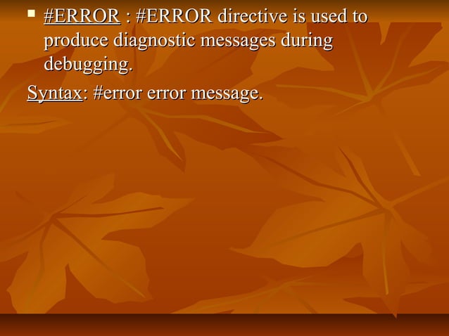 pre processor directives in C | PPT | Programming Languages | Computing