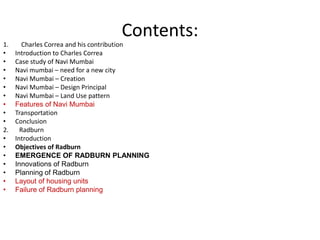 charles correa's contribution and Radburn | PPTX