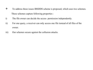 Identity based secure distributed data storage schemes | PPT
