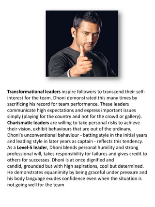 LEADER BY INSTINCT- MAHENDRA SINGH DHONI- ORGANIZATIONAL BEHAVIOUR | PPTX