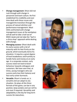LEADER BY INSTINCT- MAHENDRA SINGH DHONI- ORGANIZATIONAL BEHAVIOUR | PPTX