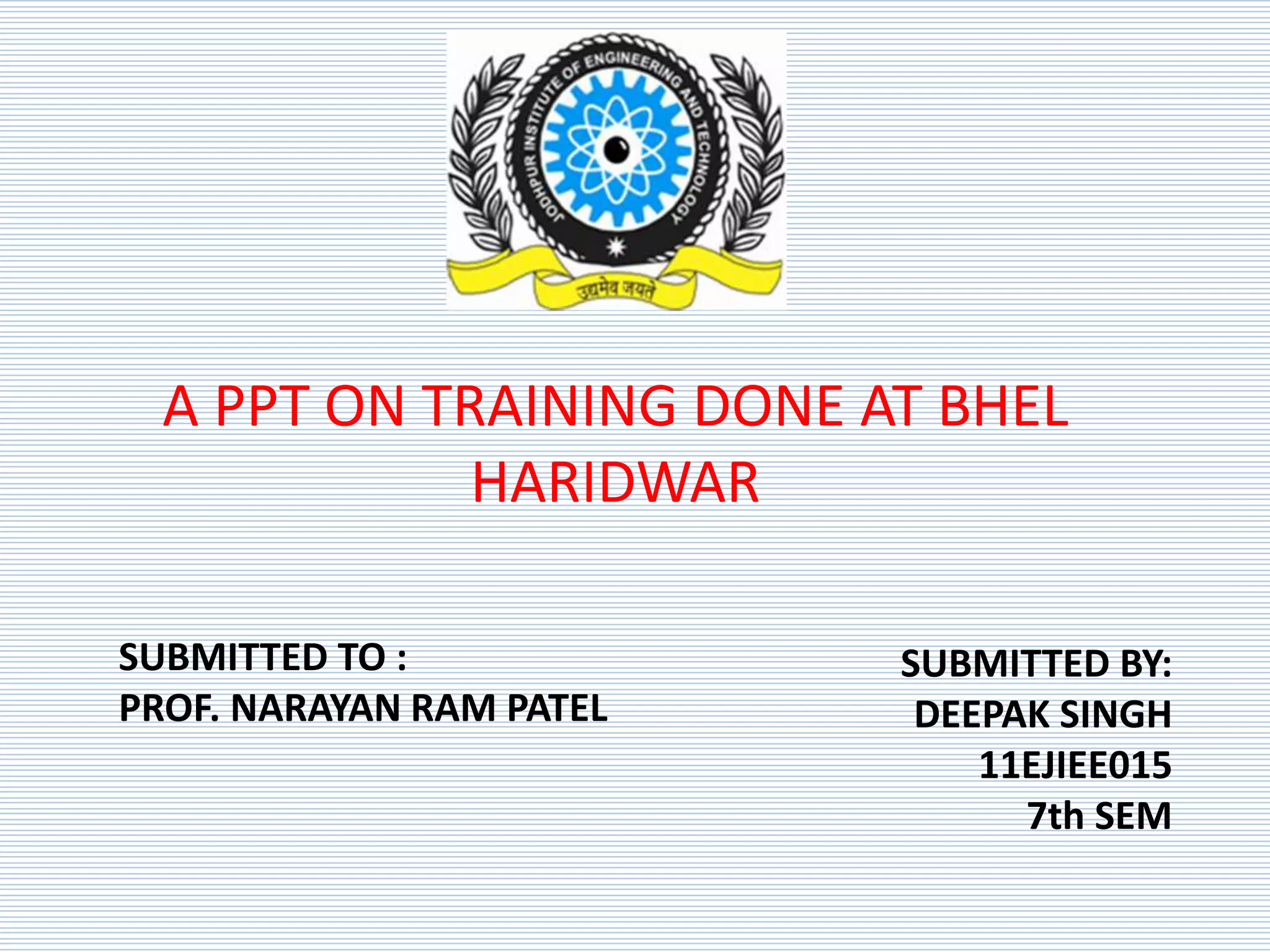 Training at BHEL Haridwar | PPTX