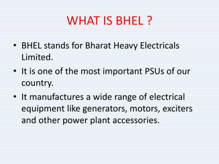 Training at BHEL Haridwar | PPTX