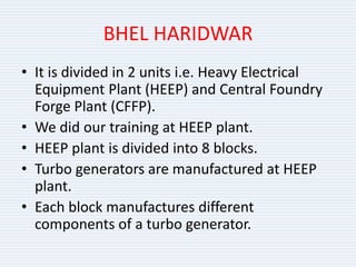 Training at BHEL Haridwar | PPTX