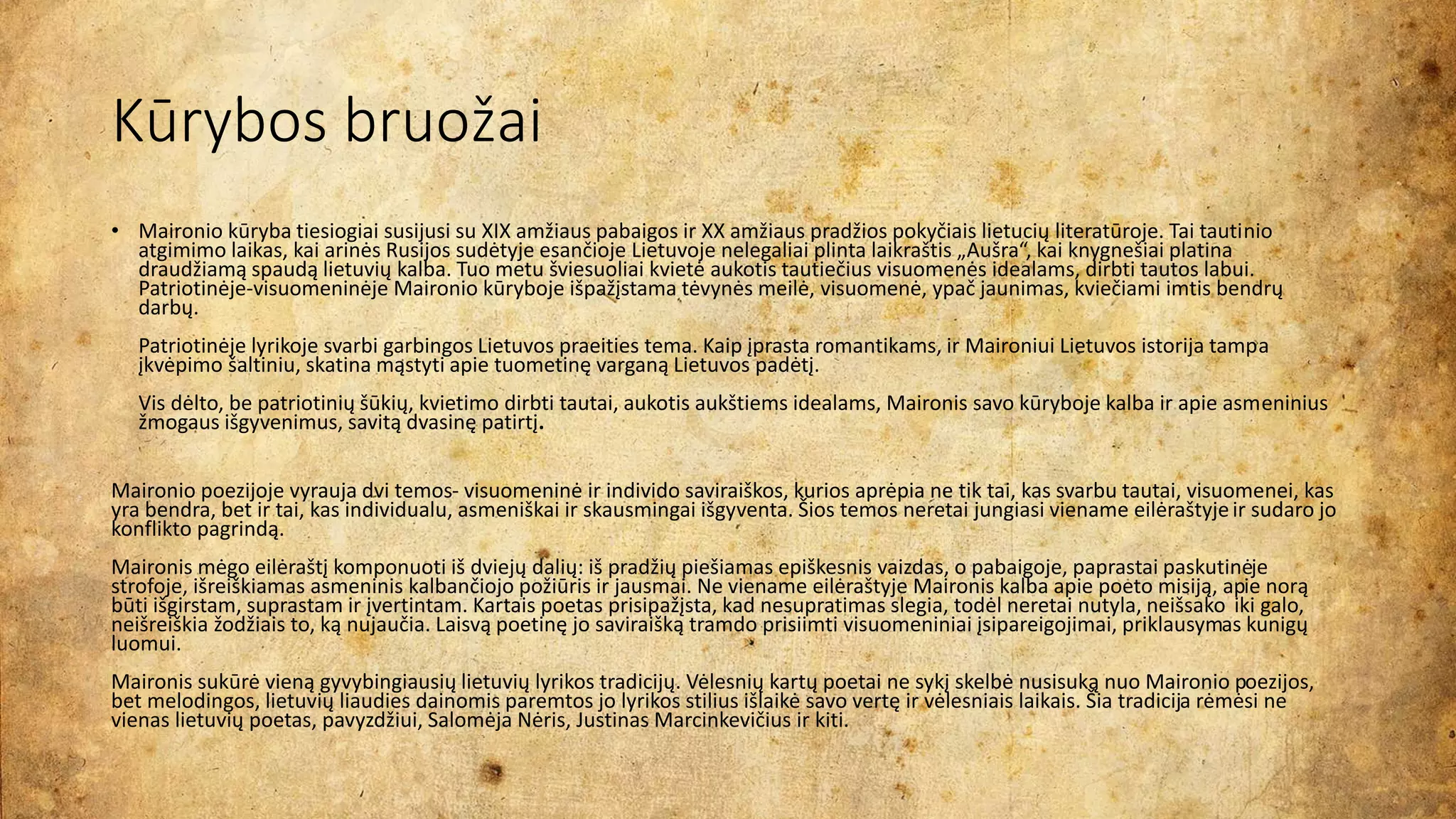 Maironis - Jonas Mačiulis - Biografija ir kūryba | PPTX