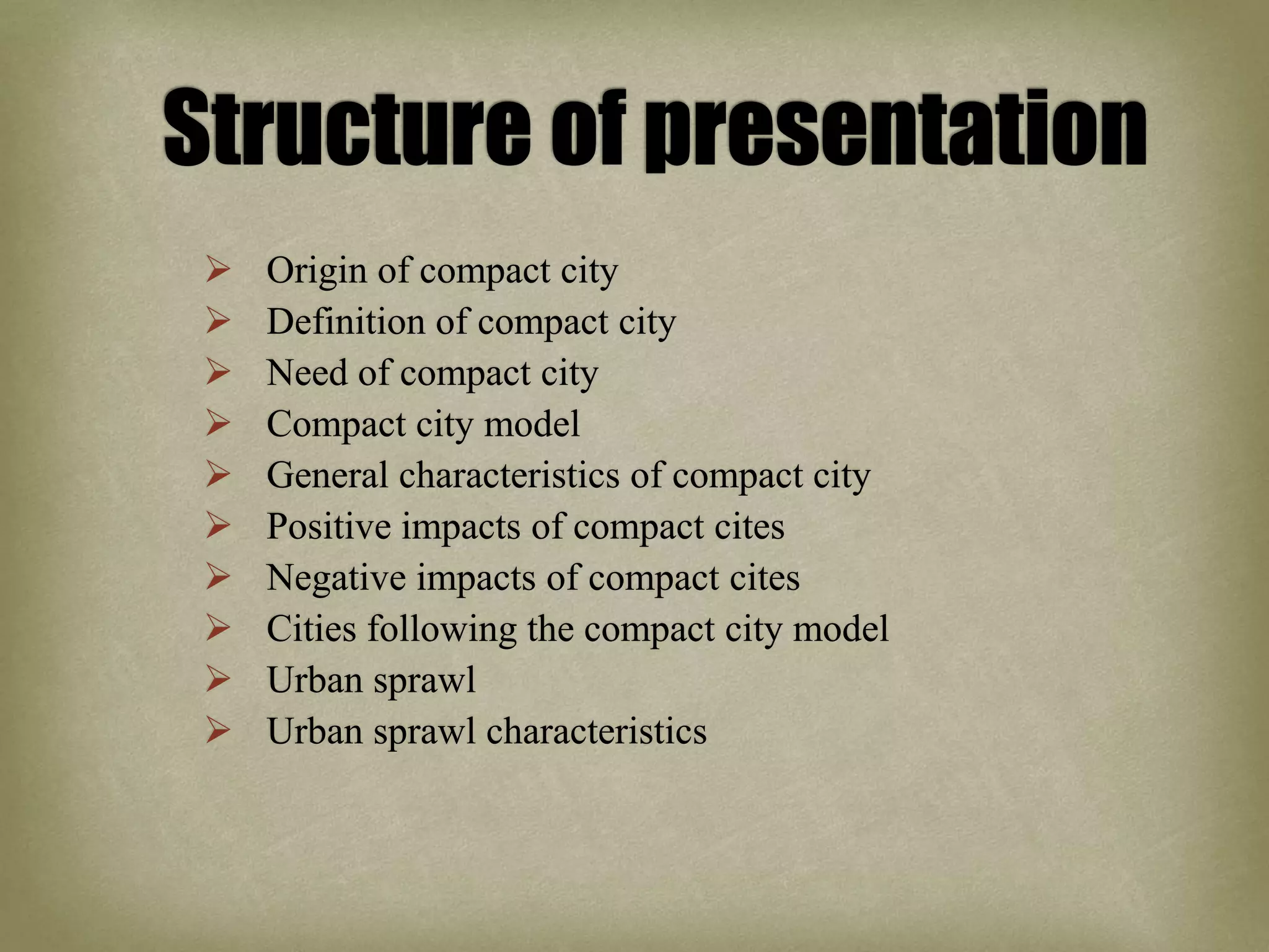 compact cities vs. urban sprawl | PPTX